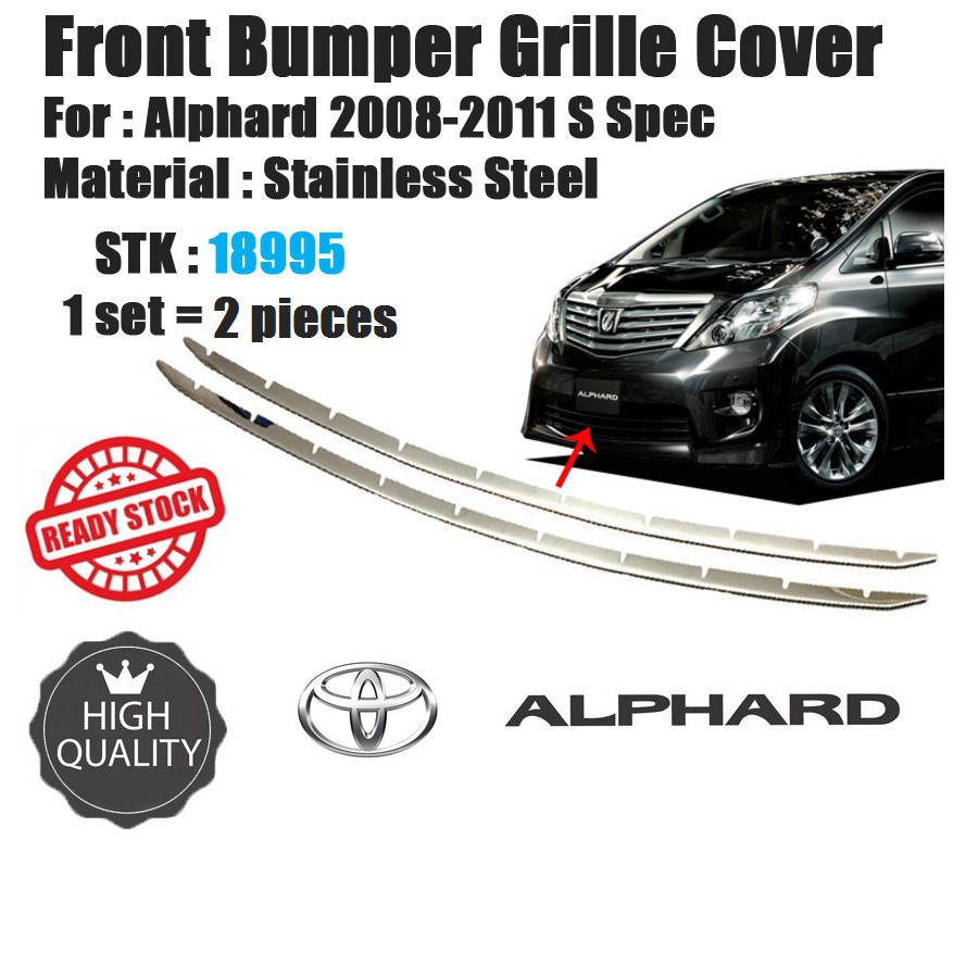 Front Bumper Grille Cover for Toyota Alphard 2008-2011 S Spec only ...