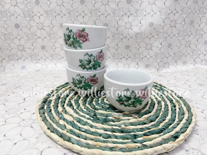 Traditional Porcelain Floral Hibiscus Design Tea Cup/Cawan Bunga ...