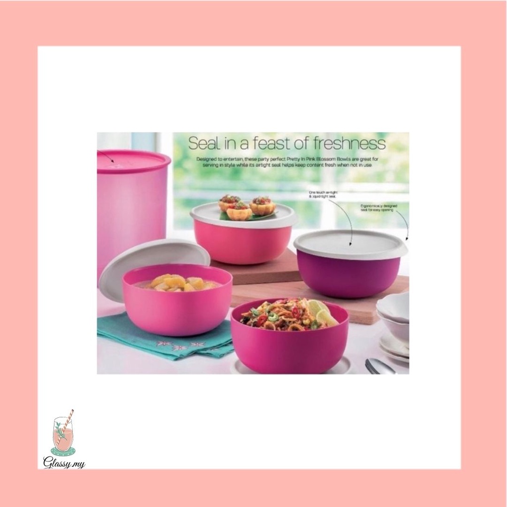 Tupperware Pretty In Pink Blossom Bowl Set (4pcs~1.3L) | Shopee Malaysia