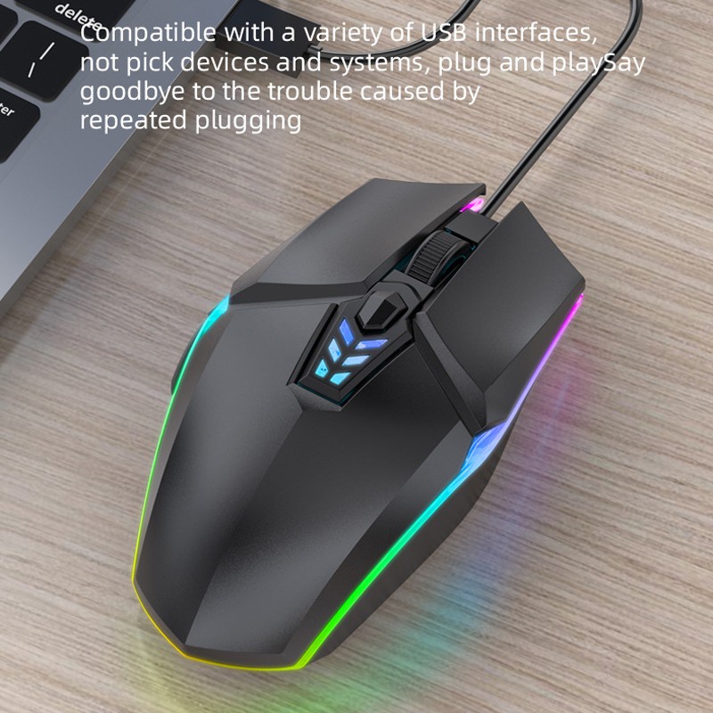 Mechanical Gaming Mouse Rechargeable Mouse USB Silent Wired Mouse LED Backlit USB Optical ...