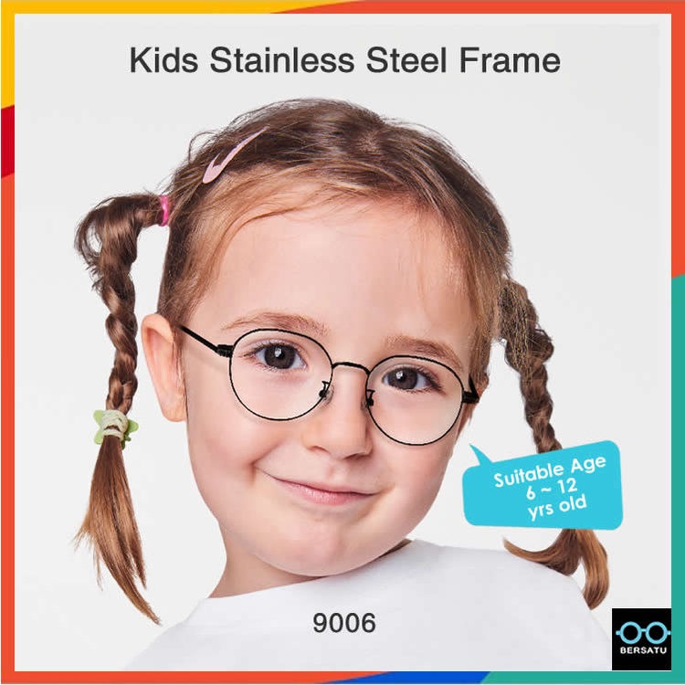 Kids Stainless Steel Frame Bingkai Besi Mata Budak 6-12 Year Old ...
