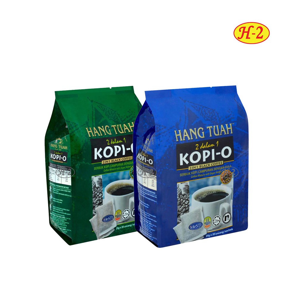 Hang Tuah 2 in 1 Black Coffee - Robusta / Liberca Coffee Mixture with Sugar Added (25g x 20 ...
