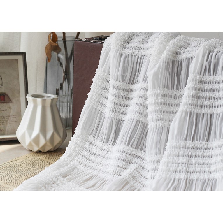 Premium Pleated Chiffon Fabric with Ruffle Details / Kain Chiffon Ropol ...