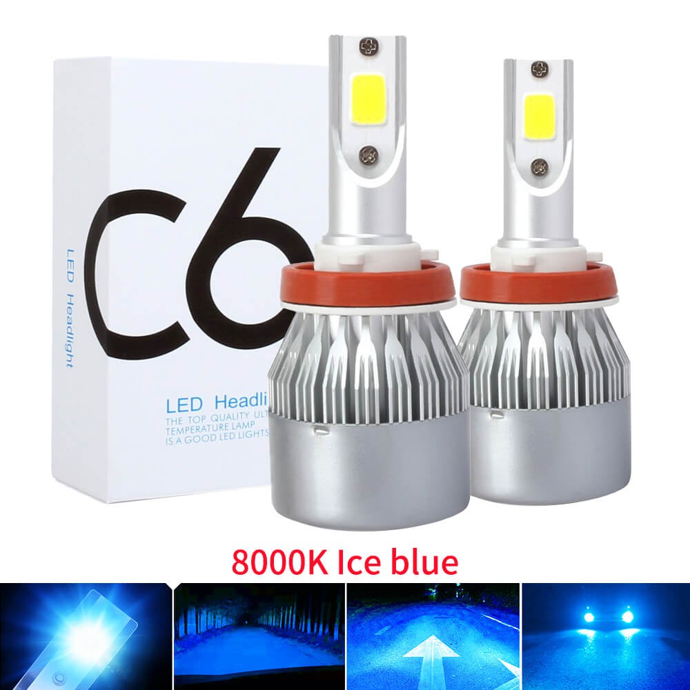 Ready Stock 2PCS 8000K Ice blue Mini Car led Headlight Bulbs H7 H4 H11 ...