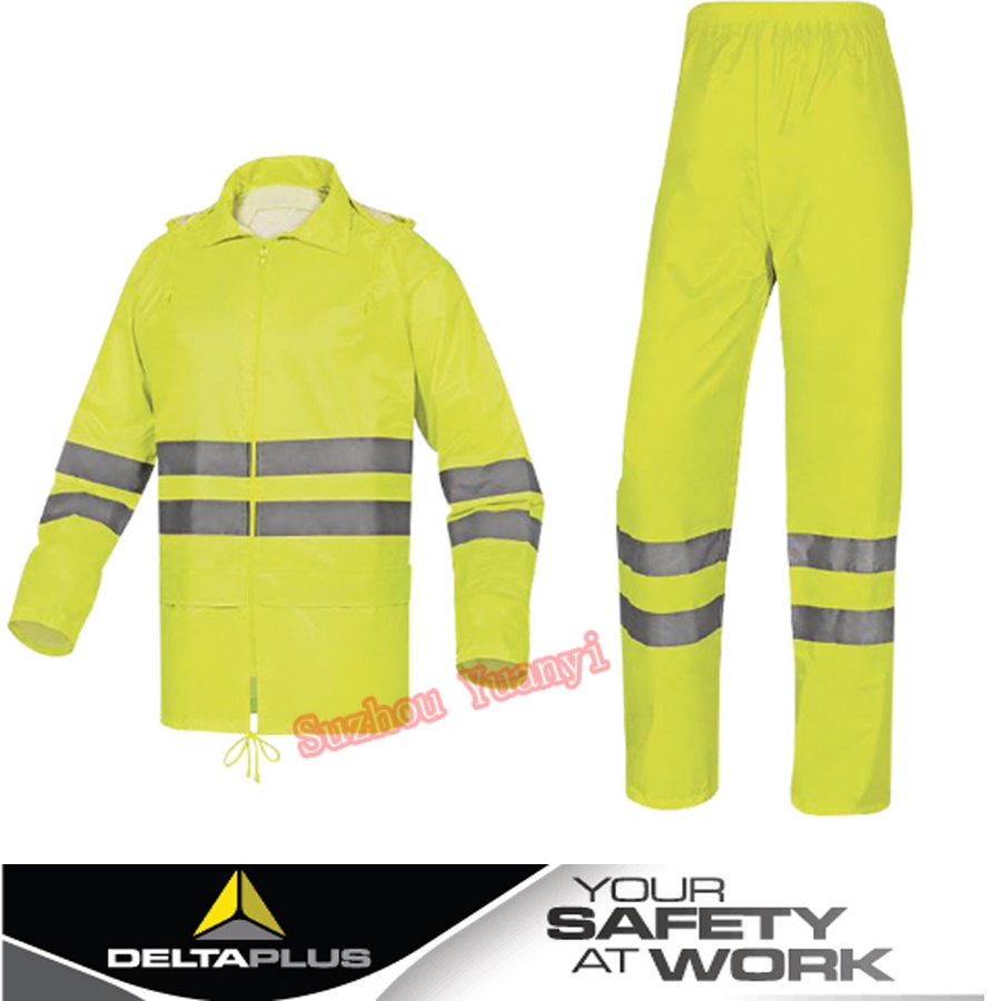 DELTA PLUS 407400 PVC Coated With Reflective Strip Raincoat Suit ...