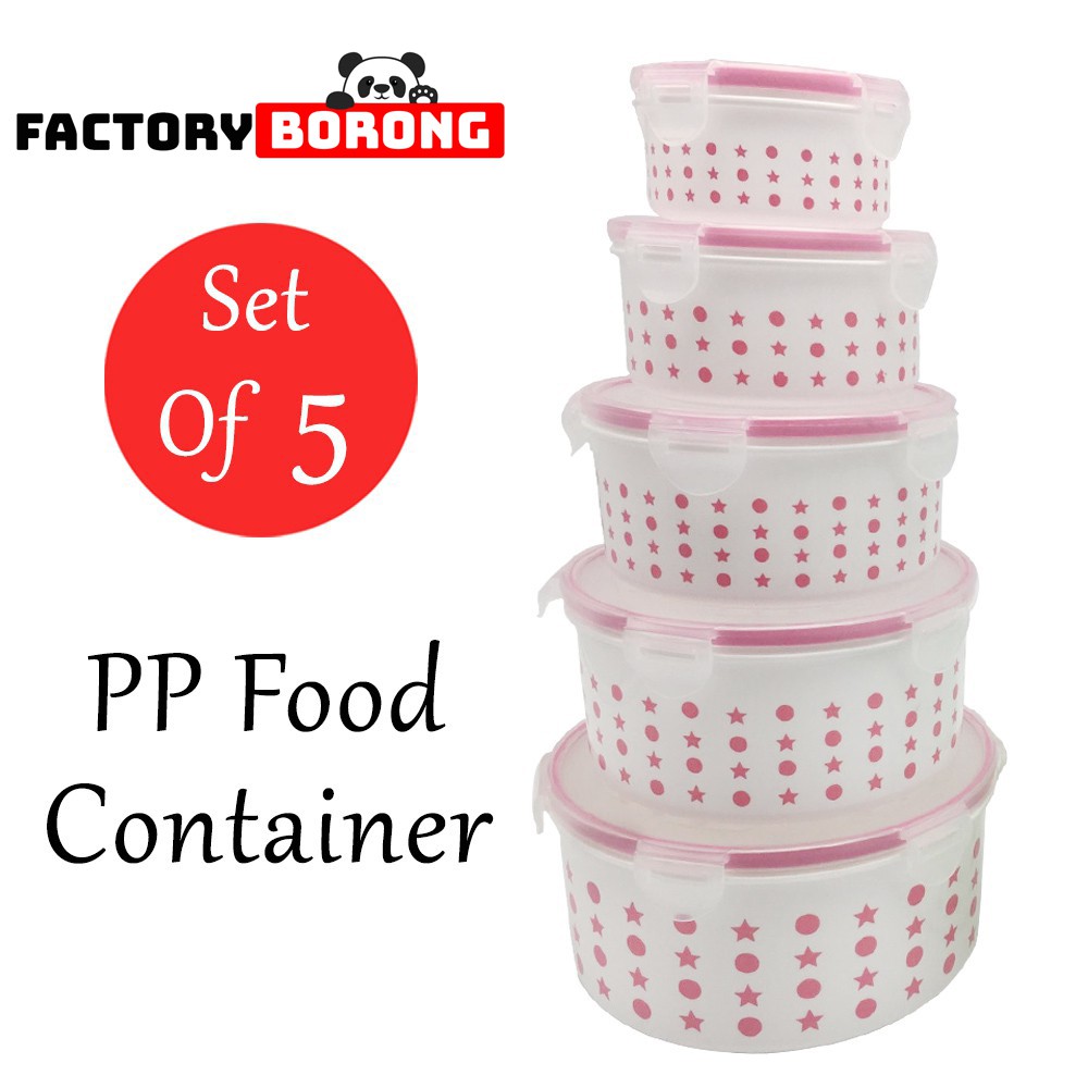 Food Container With Dotted Design and Clip Cover (Random Colour Same ...