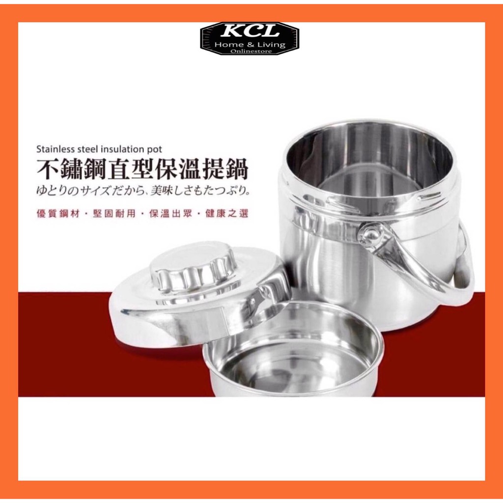 Two Layer 304 Stainless Steel Handle Warm Pot Food Container | Shopee ...