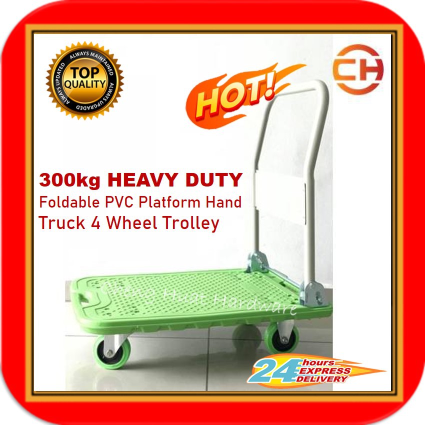 150kg HEAVY DUTY Foldable PVC Platform Hand Truck 4 Wheel Trolley ...