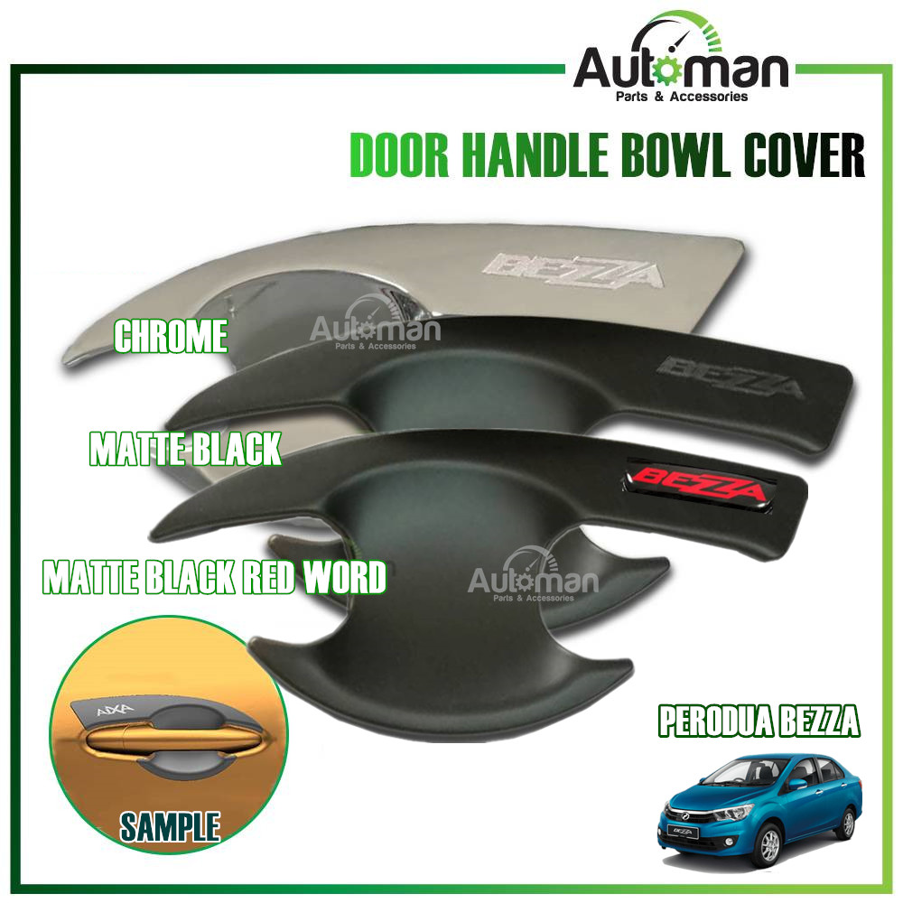 Perodua Bezza Chrome / Matte Black Door Handle Inner Bowl Inserts Cover ...