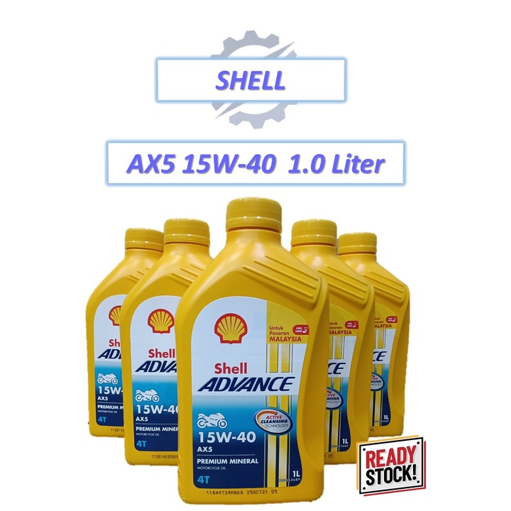 Original Shell Advance AX5 15W-40 1L /1.0 Liter 4T Engine Oil / Minyak ...