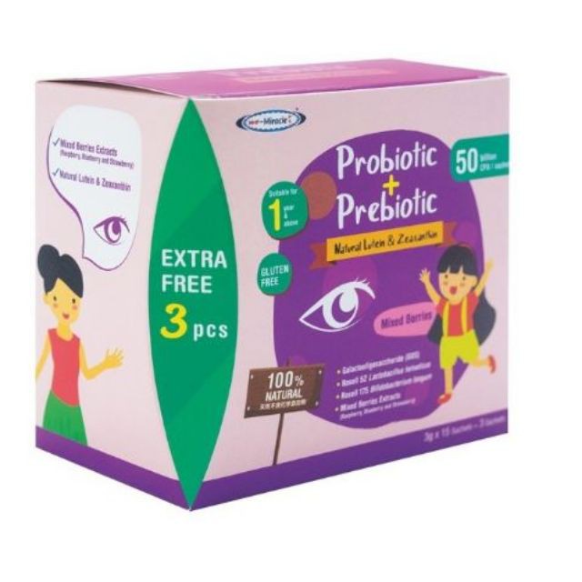 MIRACLE Probiotic+Prebiotic natural lutein & zeaxanthin (3gx18's) exp ...