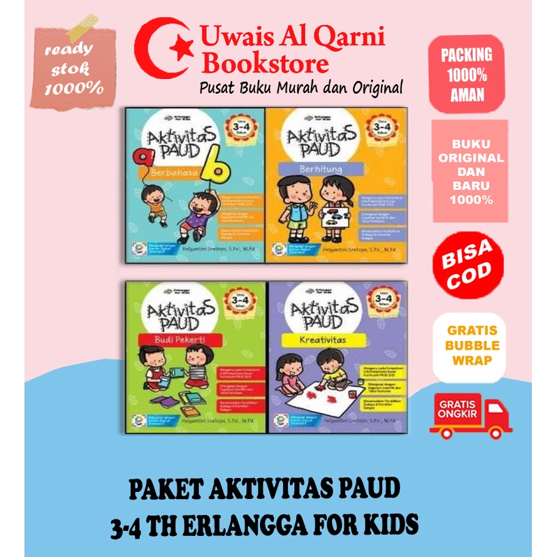 ORIGINAL PAUD ACTIVITY PACKAGE 3-4TH K13 ERLANGGA FOR KIDS | Shopee ...