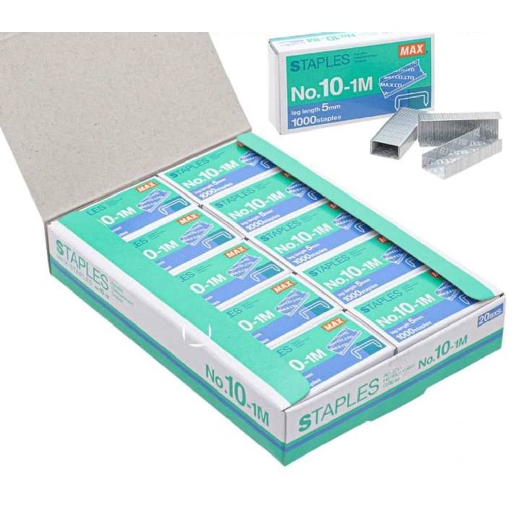 [ORIGINAL] Max No.10-1M Staples [20 Small/Box] [Ready Stock] | Shopee ...