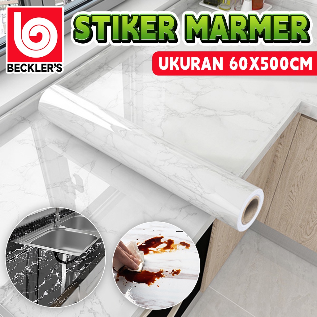 Premium Motif Marble Sticker Wallpaper Size 60x500CM/kitchen Countertop ...