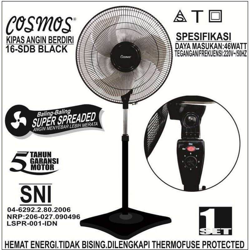Original Cosmos Stand Fan 16 Inch 16 SDB Standing Fan | Shopee Malaysia