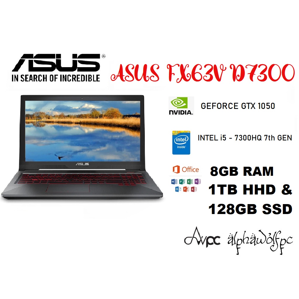 GAMING LAPTOP ASUS FX60V D7300 & ZX60V & FX63V i5 6th,7th/i7 8GB RAM ...