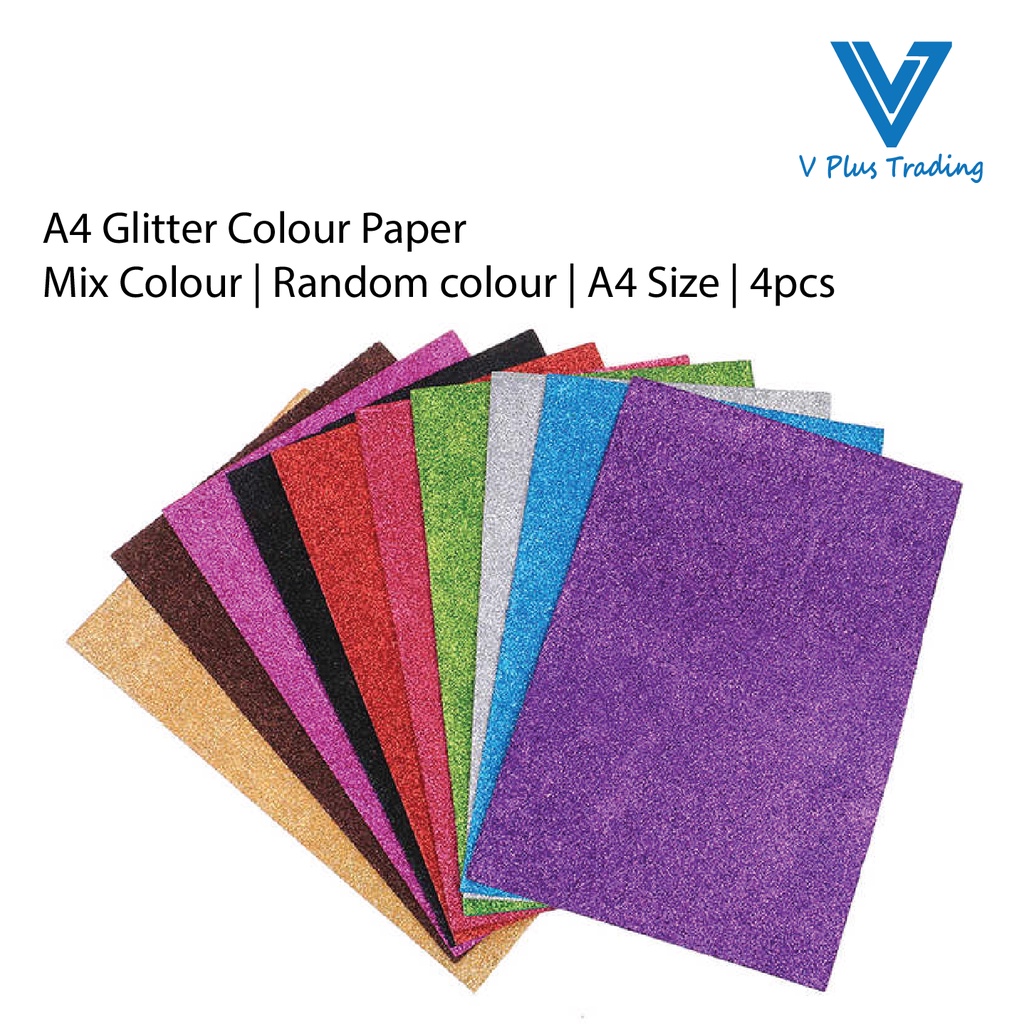 A4 Glitter Colour Paper Mix Colour | Random colour | A4 Size | 2pcs ...