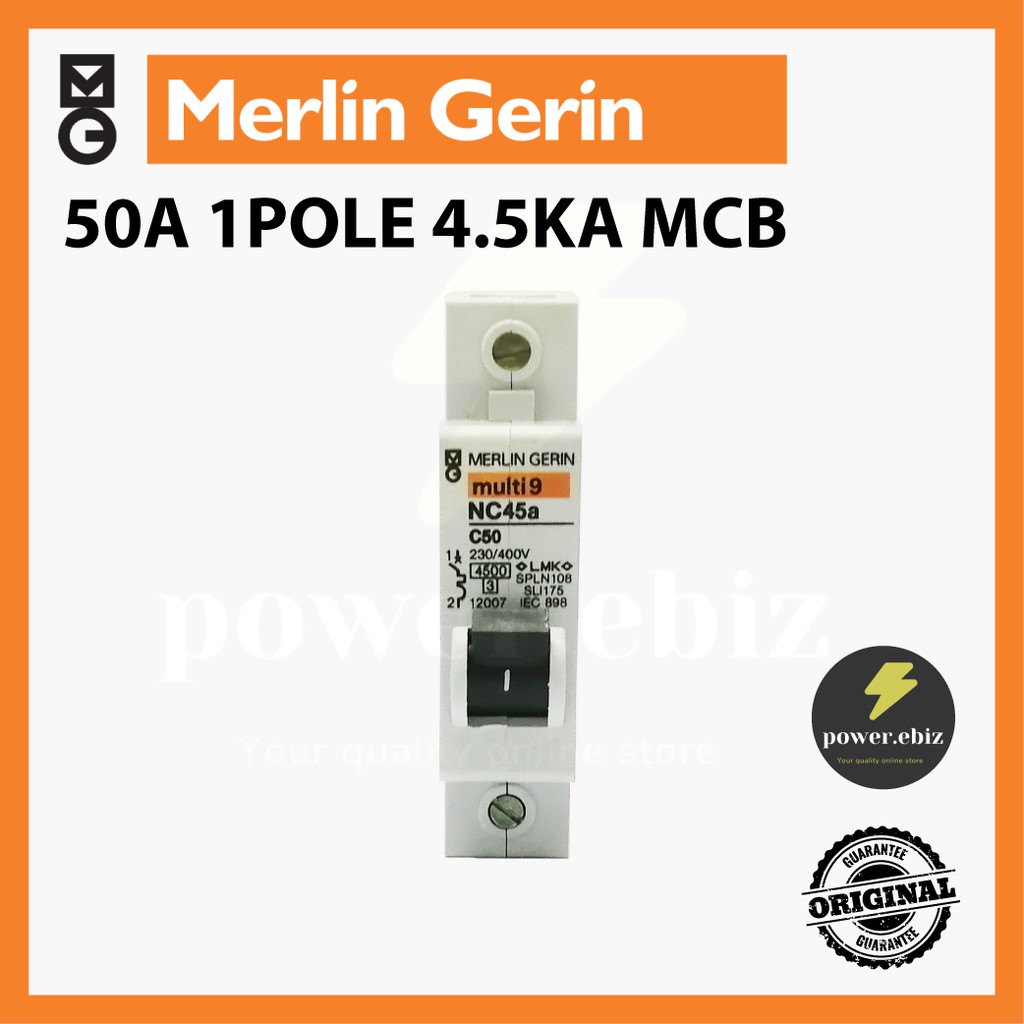 ⭐Ready Stock⭐ MERLIN GERIN 50A 1POLE 4.5KA MCB (100% Original) | Shopee Malaysia