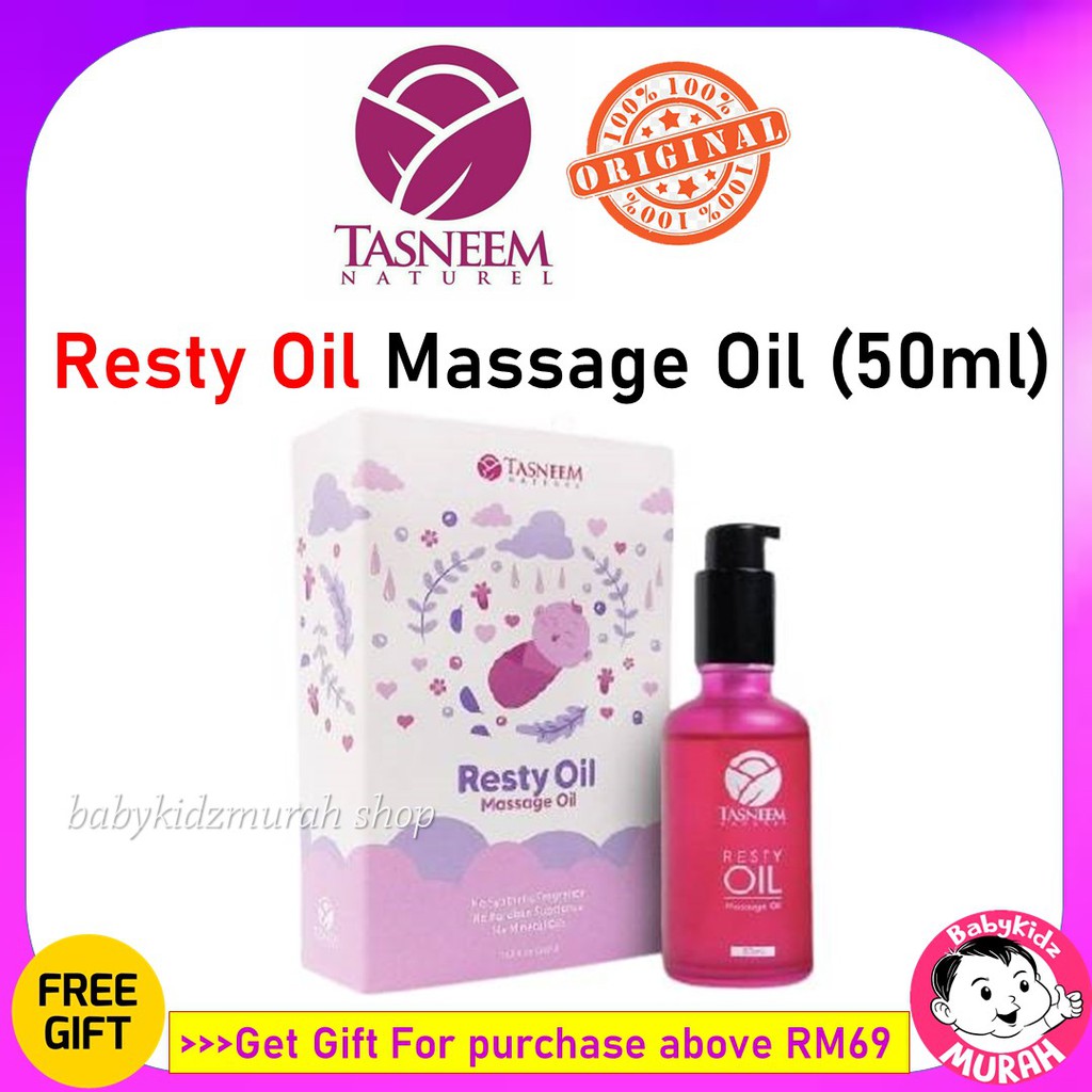 Tasneem Resty Oil 50ml 💯Original By Tasneem Naturel | Minyak urut baby ...