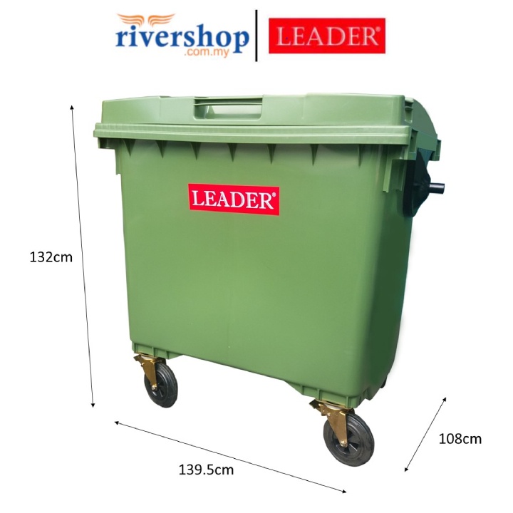 LEADER 1100 Litres Mobile Garbage Bin with 4 wheel BP 1100/ Heavy Duty ...
