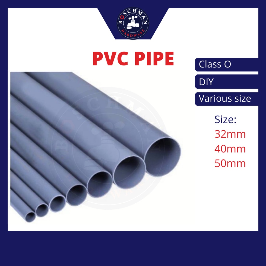 [Sell By Feet] PVC Pipe Grey Pipe Nipis Paip Air PVC Kelabu PVC Water Pipe Class O Class 6 32mm ...