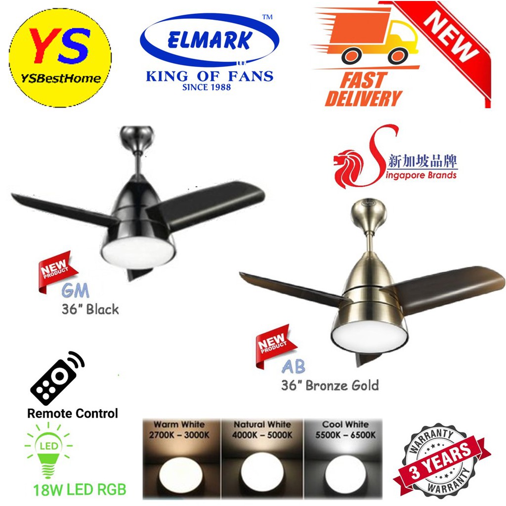 ELMARK BEE FAN 36" REMOTE CEILING FAN WITH 18W LED | Shopee Malaysia