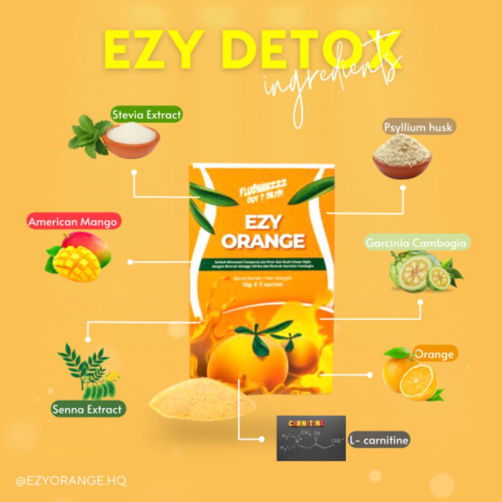 EZY ORANGE Detox Fibre | Free Gift Shaker | Fat Burner Weightloss | Original HQ Aysha Alam Ez ...