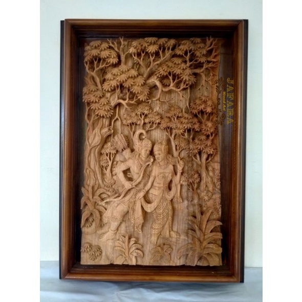 KAYU Ramayana Teak Wood Relif Wall Display/Rama Sinta 3D Relief ...
