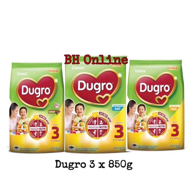 Dumex Dugro Step 3 (850g x 2 Packs) - Biasa, Madu, Coklat | Shopee Malaysia