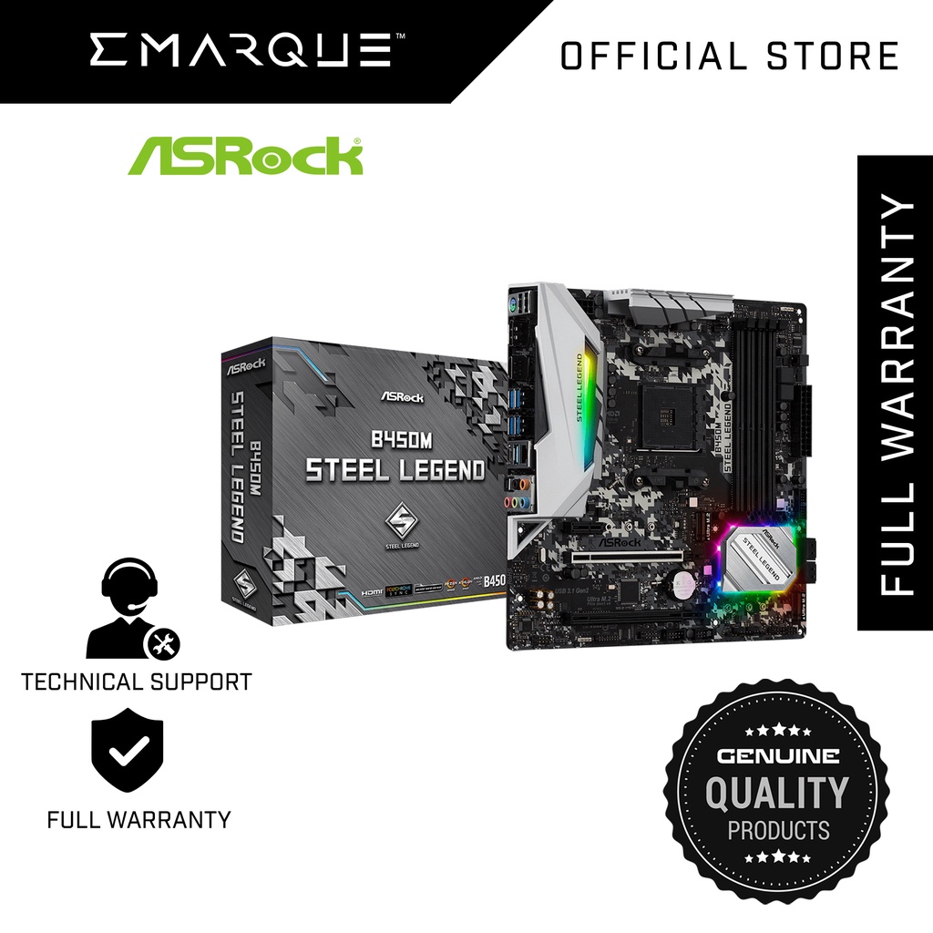 // ASRock B450M Steel Legend MATX - PC Motherboard // | Shopee Malaysia
