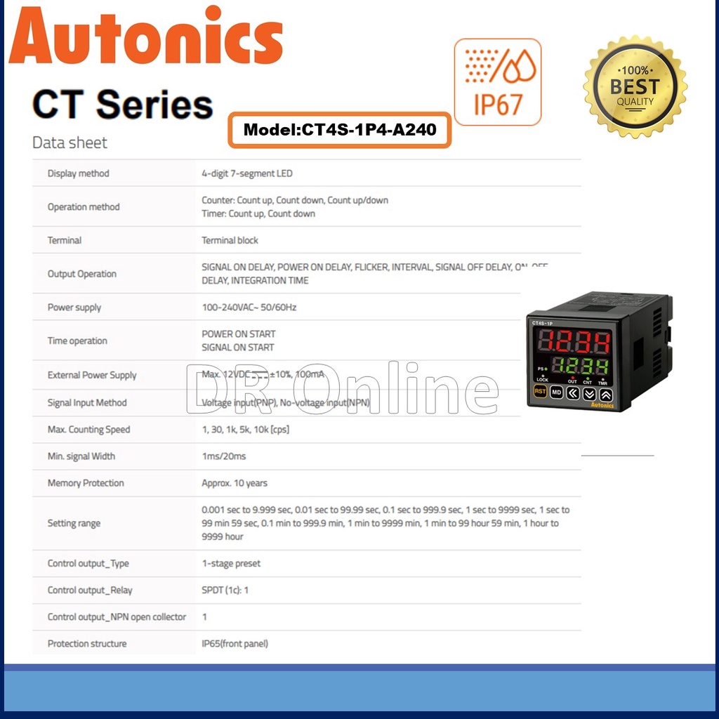 Autonics CT4S-1P4 Counter Timer 4Digit 100 -240AC ~ CT4S-1P4 | Shopee ...