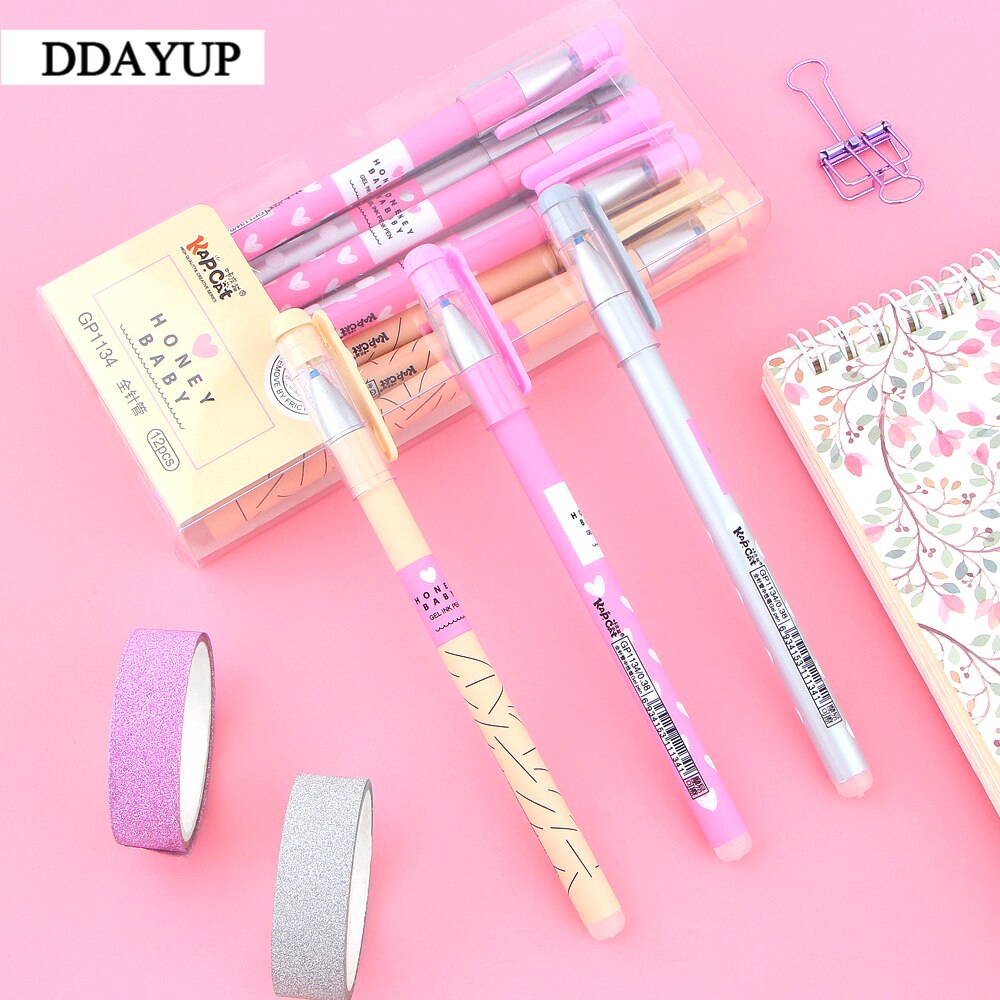 4Pcs/lot 0.38mm Heart Dots Erasable Pen Blue Black Ink Magic Ballpoint ...