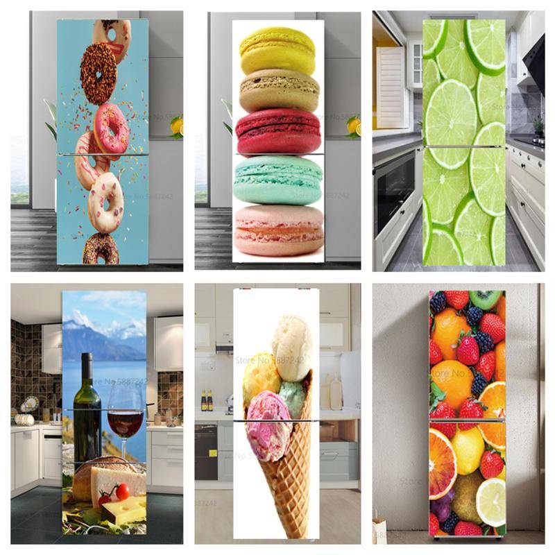 3d Fruit Fridge Door Stickers Vinyl Refrigerator Wallpaper Whole Cover ...