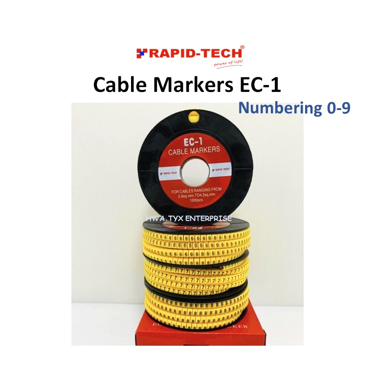 🔥 Super Sales !! 🔥 Cable Marker EC-1 Numbering 0 - 9/ + / - Cable ...