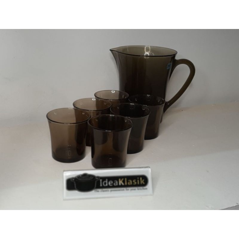 Duralex set jug/gelas 7pcs (smoky grey) | Shopee Malaysia