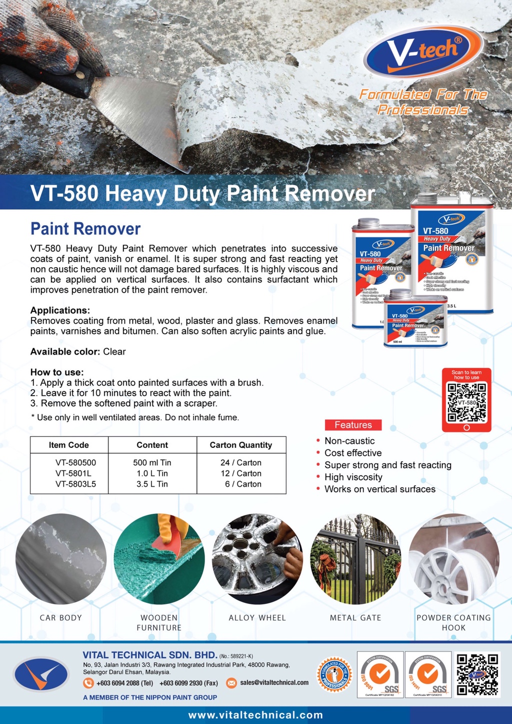 Vtech VT-580 VT580 Heavy Duty Paint Removal / Penanggal Cat / Buang Cat / Acid Cat Asid Cat ...