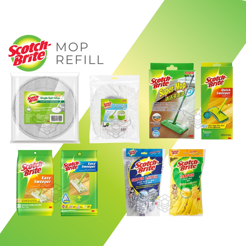 3M Scotch Brite Mop REFILL Pack for Single Spin Mop / T6 Mop / Super ...