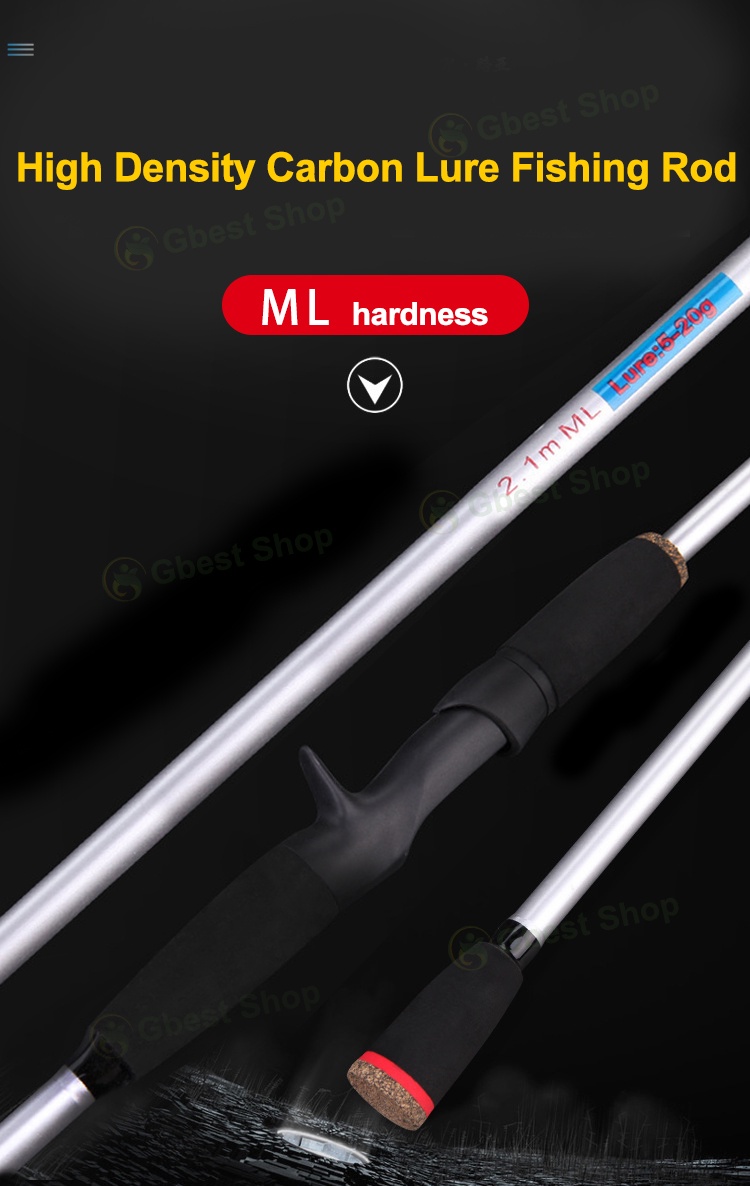 1.8M/2.1M/2.4M Fishing Rod stick spinning solid carbon fiber Casting ...