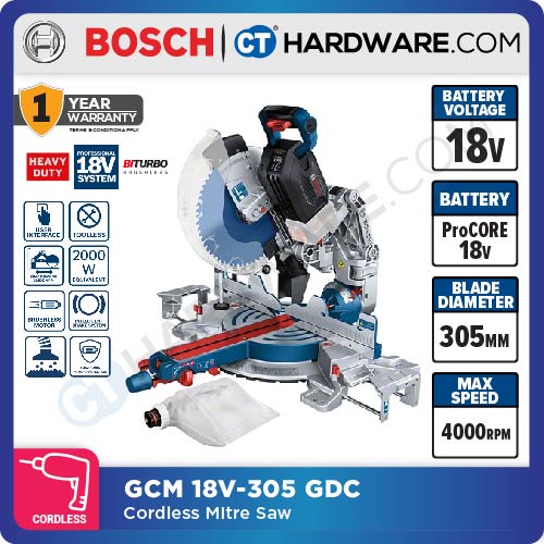 BOSCH GCM 18V-305 GDC CORDLESS MITRE SAW WITHOUT BATTERY & CHARGER ...