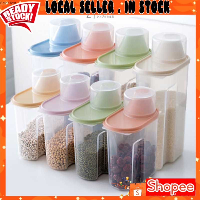 🌈[SALE] BEKAS MAKANAN Food Cereal Bean Grain Rice Storage Dispenser ...