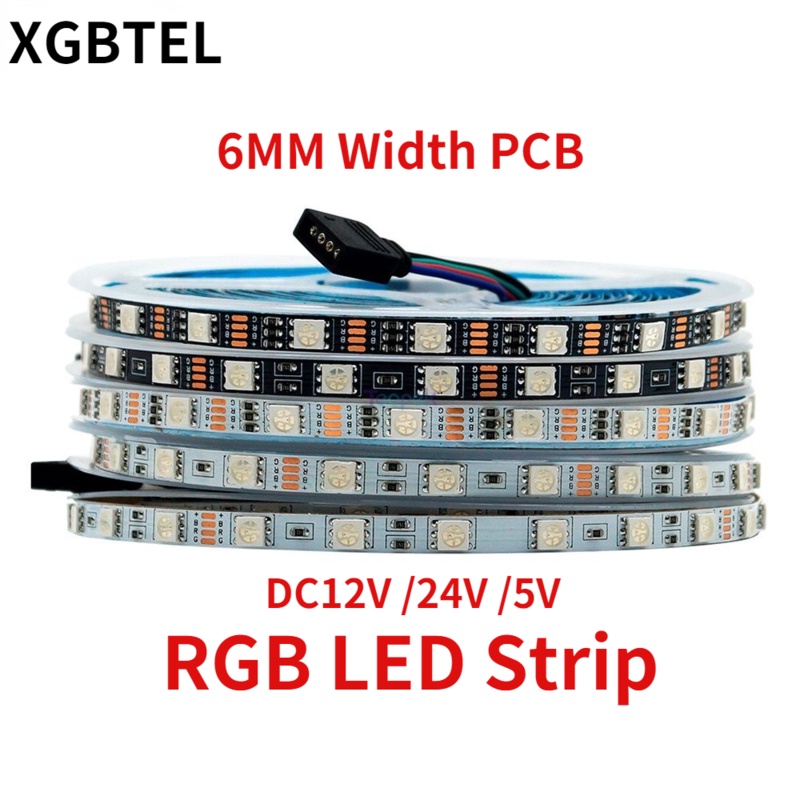 6mm Width FPCB SMD 5050 RGB LED Strip IP20 5M 300LEDs DC5V 12V 24V RGB Flexible LED Light Strips ...