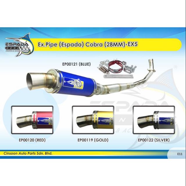 Espada EX5 Racing exhaust pipe open cutting Cobra (28mm) muffler ekzos | Shopee Malaysia