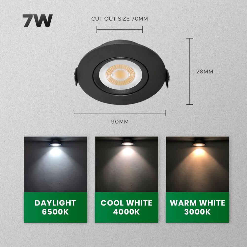 7W BLACK/WHITE LED EYEBALL 7W COB LED BLACK/WHITE FRAME RECESSED ...