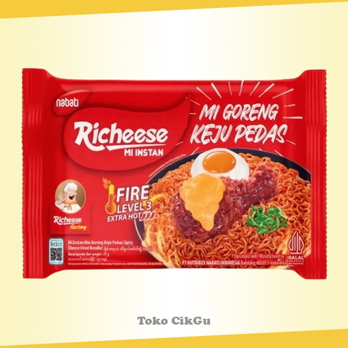 Richeese Nabati Instant Noodles Spicy Cheese Fried Noodles Level 3 ...