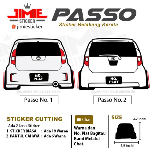 Sticker kereta Toyota Passo, Custom Warna dan Nombor Plat. | Shopee ...