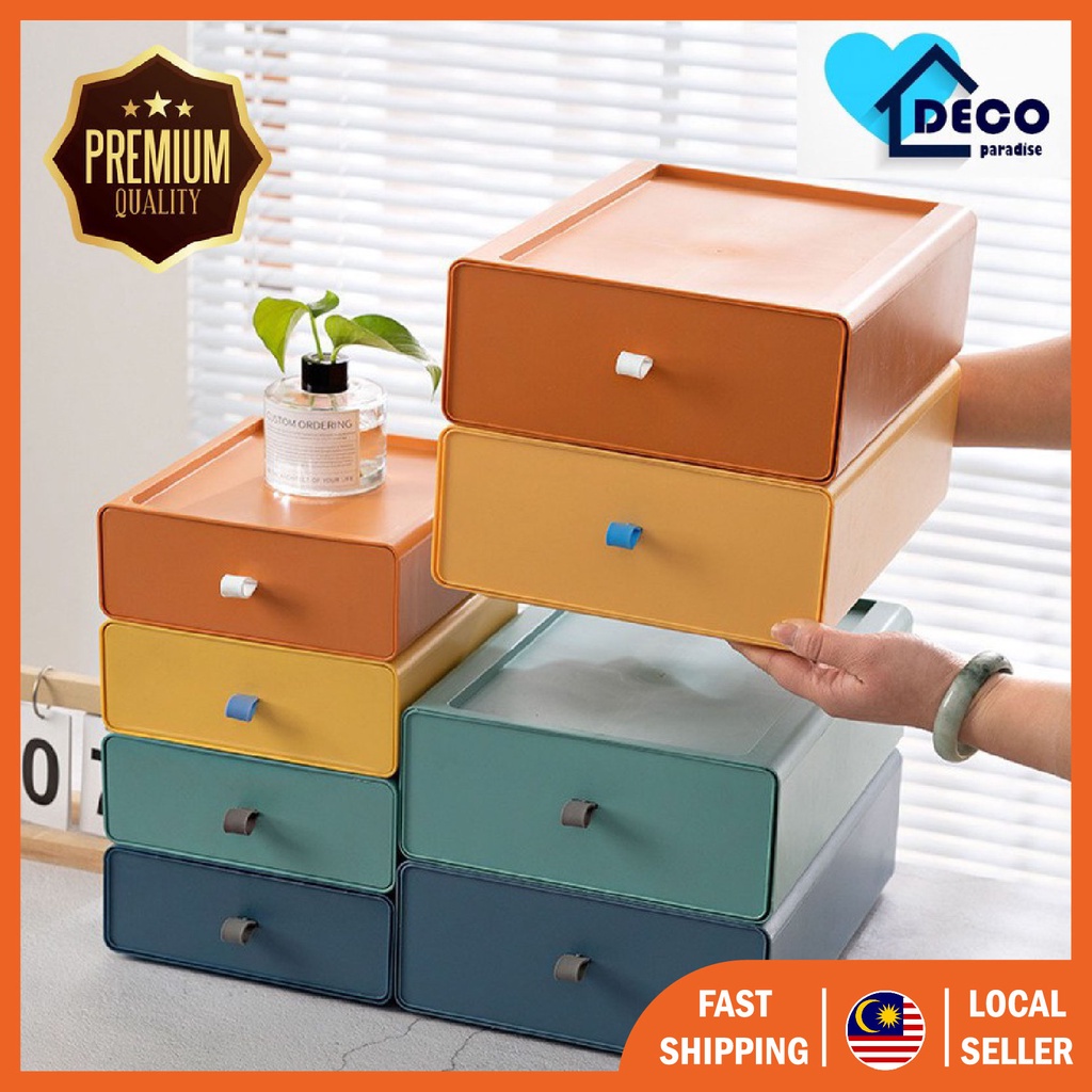 Plastic Storage Organizer Stackable Desktop Organization Drawers Makeup ...