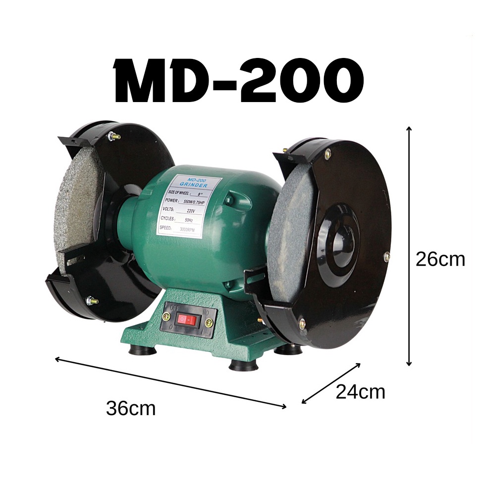 MD150 / MD200 Bench Grinder Set Tool 550W / 370W Desk Abrasive Wheel ...