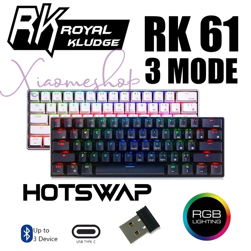 NEW ROYAL KLUDGE RK61 RGB HOTSWAP MECHANICAL KEYBOARD 60% 3 MODE WIRELESS | Shopee Malaysia