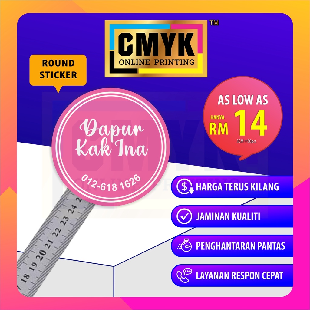 [HARGA CETAK] Round Sticker Product / Label Sticker / Bulat Material ...