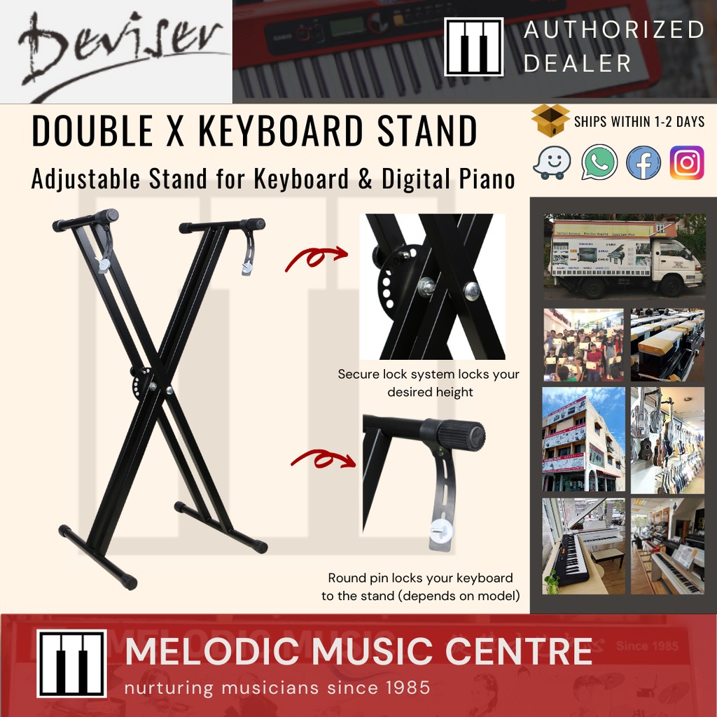 Deviser Double X Adjustable Keyboard Stand Heavy Duty Music Stand ...